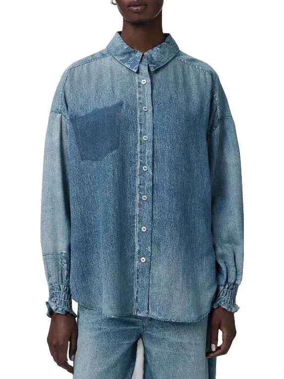 ALLSAINTS Charli Button-up Oversized Lyocell Shirt - Illusion Indigo