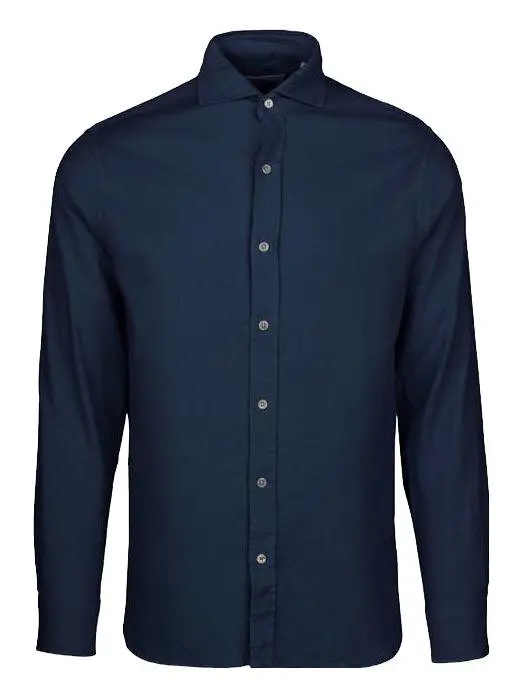 Swims Santorini Stretch Linen & Cotton Button-up Shirt - Navy
