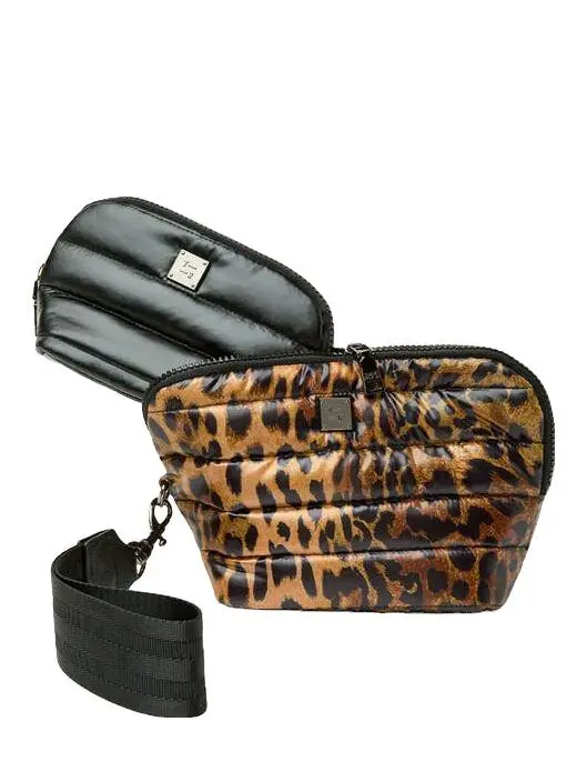 THINK ROYLN Double Stash Set Of 2 Zip-top Travel Pouches - Leopard/pearl Black