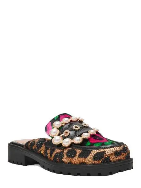 Betsey Johnson Barton Crystal Loafer - Pink/green Multi