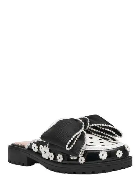 Betsey Johnson Gladdys Bow Mule - Black/white Flower