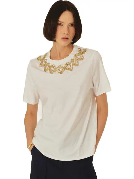 EXQUISE Elise Modern Luxe Accent Tee - White