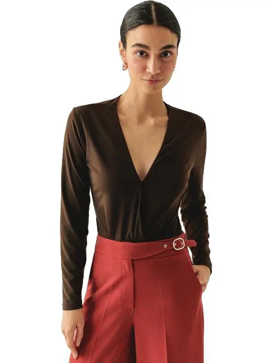 EXQUISE Meilani V Bodysuit - Brown