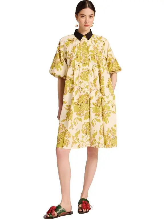 La DoubleJ Sunburst Floral Print Dress - Oasis Green