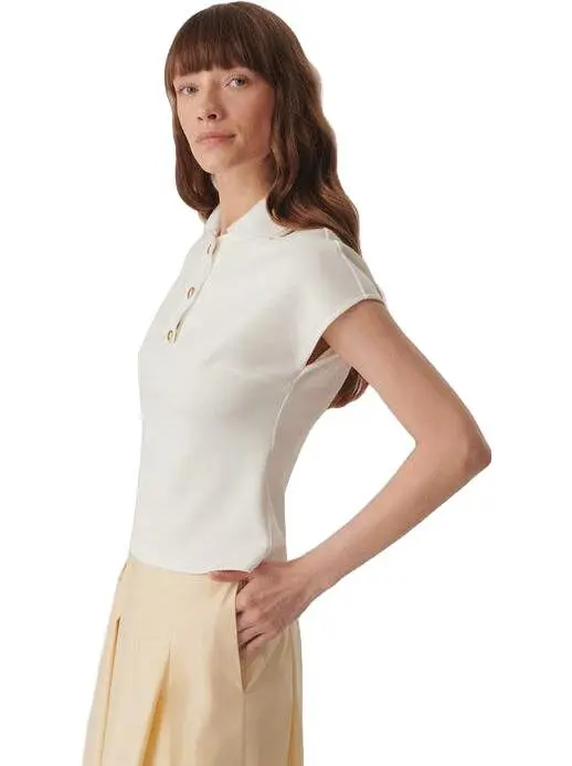 EXQUISE Minimalist Crystal Pocket Tee - Ecru