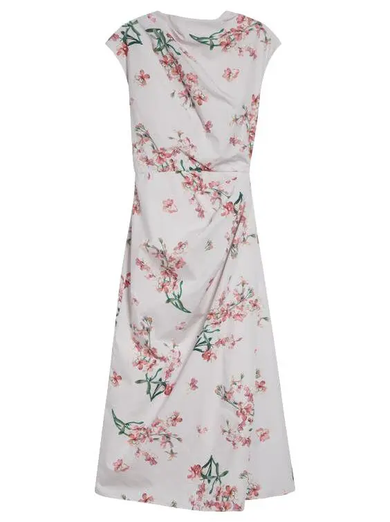 Erdem Floral Organic Cotton Midi Dress - Painted Orchid Petal Pink