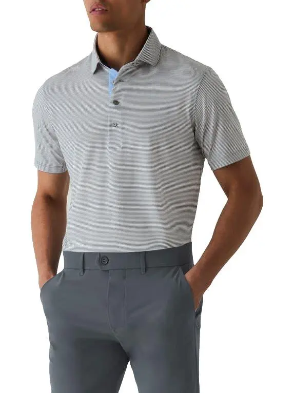Greyson Saranac Stripe Performance Golf Polo - Shadow/arctic