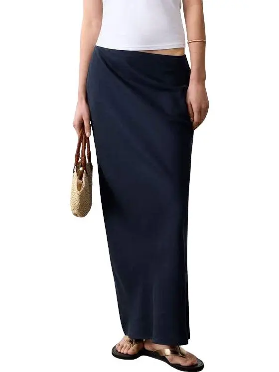 Mango Bias Cut Maxi Skirt - Dark Navy