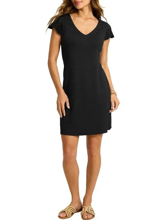Tommy Bahama Crochet Trim Stretch Sheath Dress - Black
