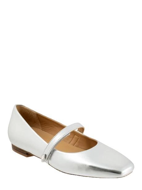 Trotters Metallic Mary Jane Flats - Silver