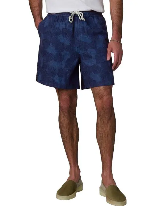 Joe's Jeans Cabana Leaf Print Drawstring Shorts - Dark Indigo