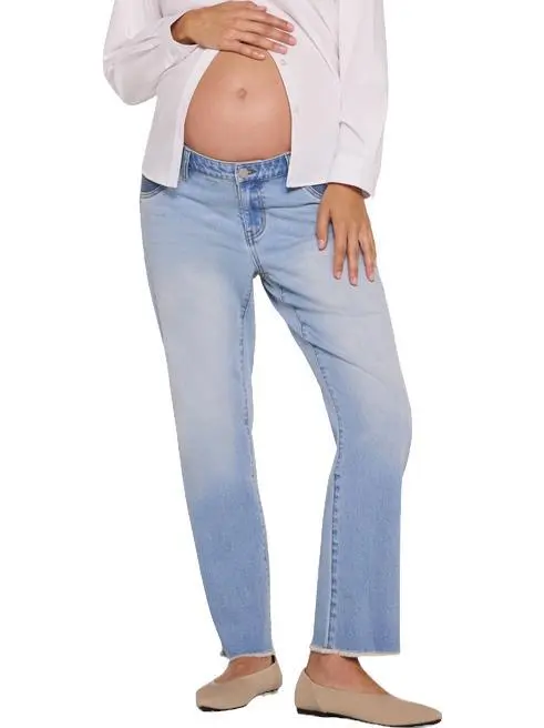 Motherhood Maternity Under The Belly Slim Straight Leg Jeans - Light Wash