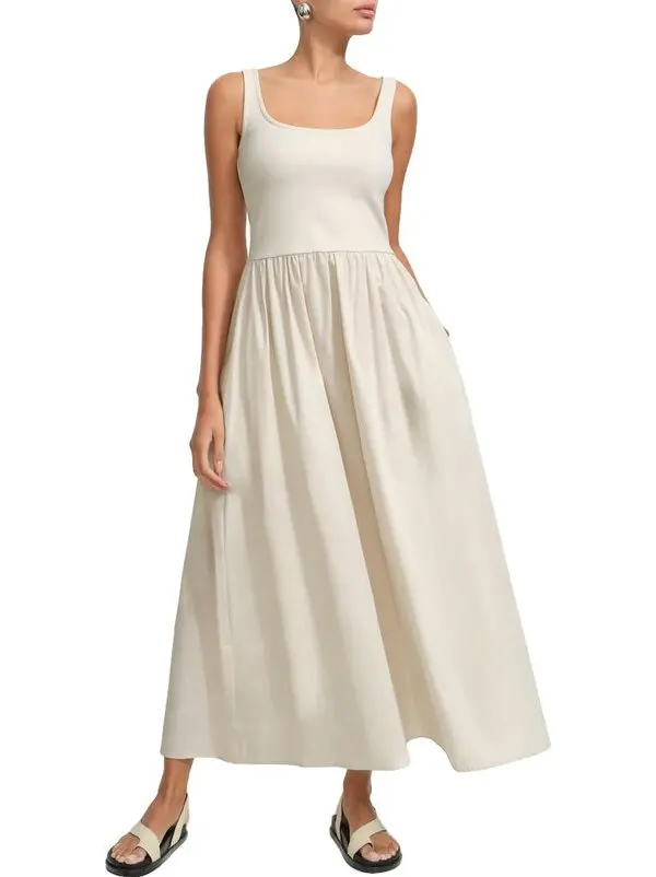 MARCELLA Clara Mixed Media A-line Dress - Cream