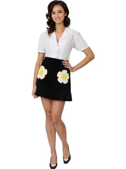 SMAK PARLOUR Flounce Mini Skirt With Daisy Pockets - Black W/daisy Pocket