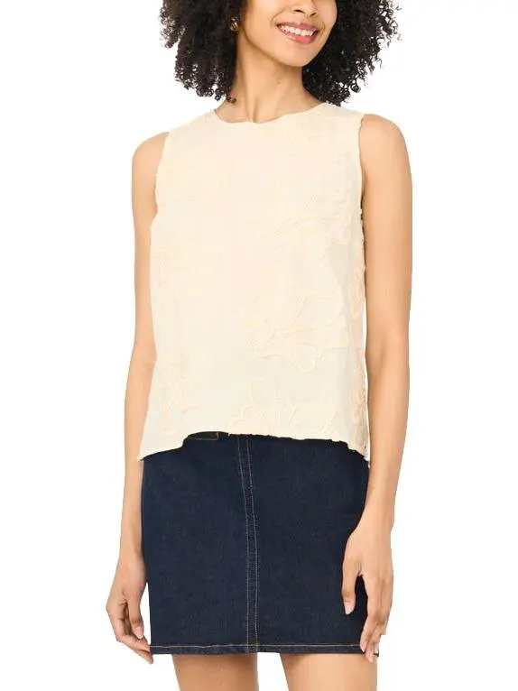 Vince Camuto Floral Embroidered Sleeveless Top - Sand Drift