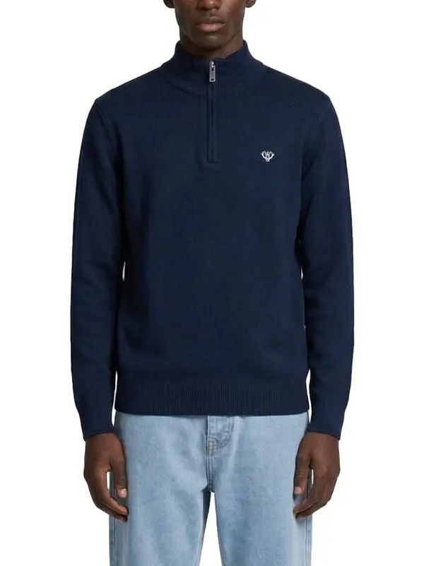 WALKER & HUNT Huxley Quarter Zip Sweater - Navy