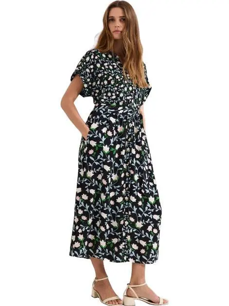 PHASE EIGHT Luisa Floral Print Midi Dress - Black Multi