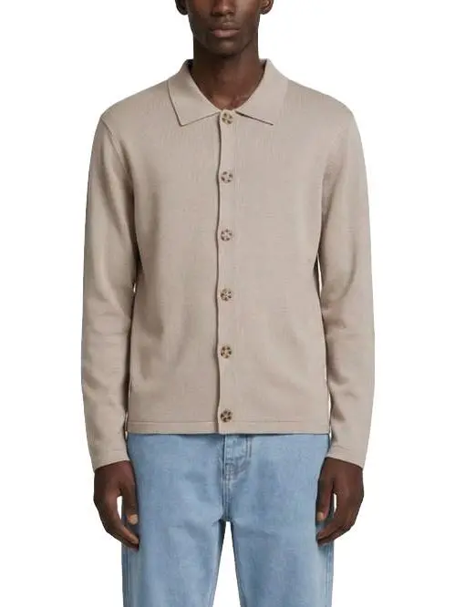 WALKER & HUNT Milano Knit Button-front Cardigan - Sand