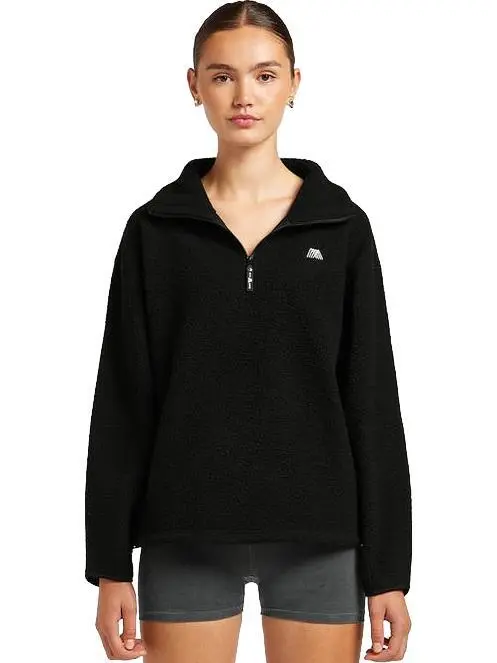 4TH ARQ Alix Half-zip Cropped Fleece With Balloon Sleeves And Zipped Pockets - Black
