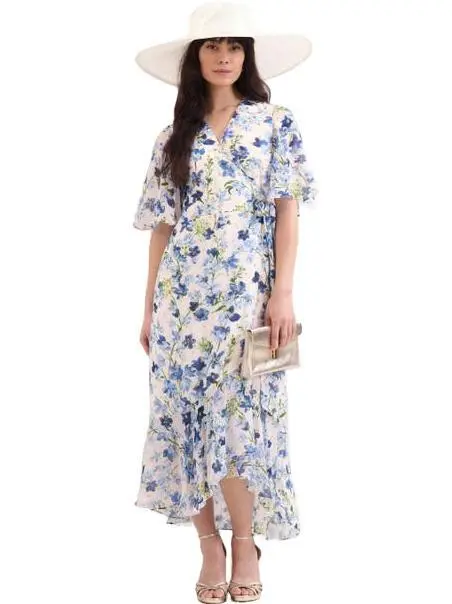 PHASE EIGHT Juliette Floral Wrap Midi Dress - Cream
