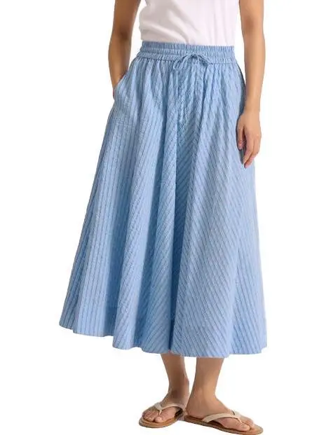 ALBARAY Full Stripe Midi Skirt - Blue