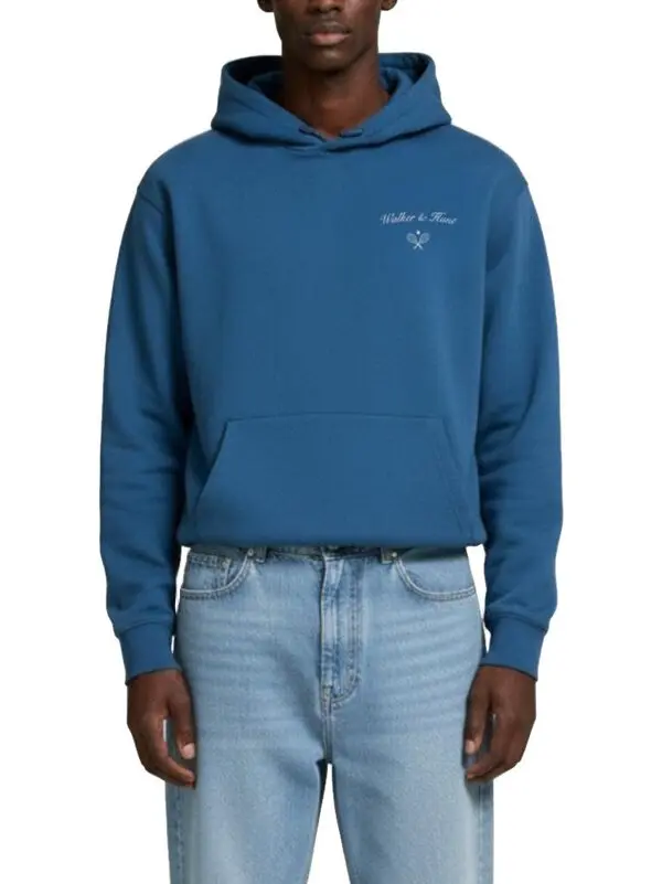 WALKER & HUNT Relaxed Fit Logo Hoodie - Blue