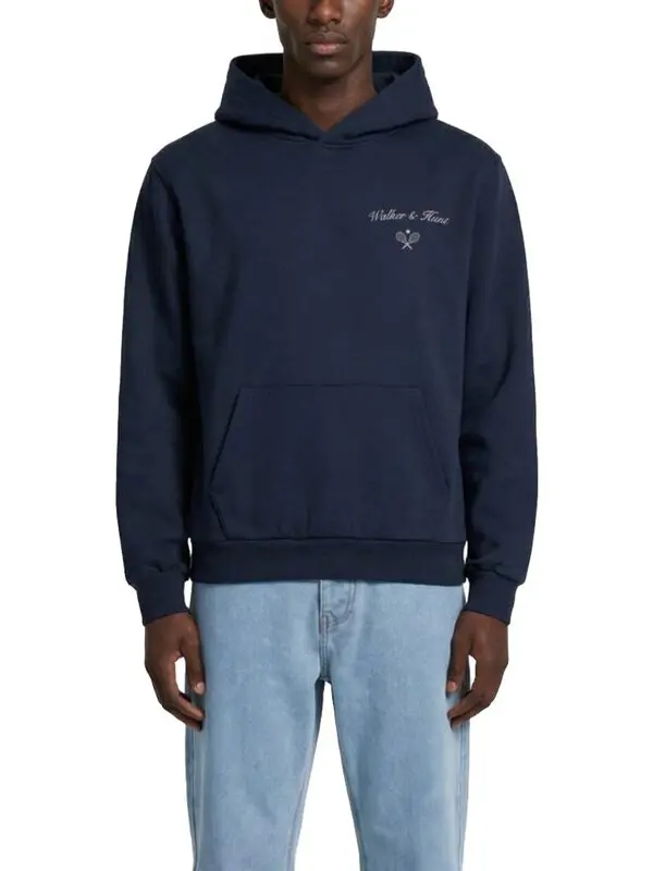 WALKER & HUNT Relaxed Fit Logo Hoodie - Navy
