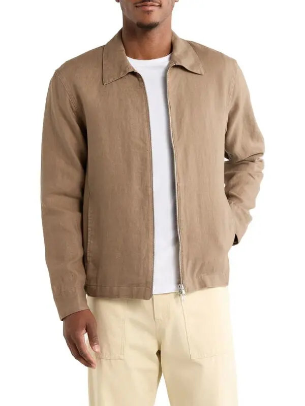 Nn07 Linen Zip-up Jacket - Clay Mirage