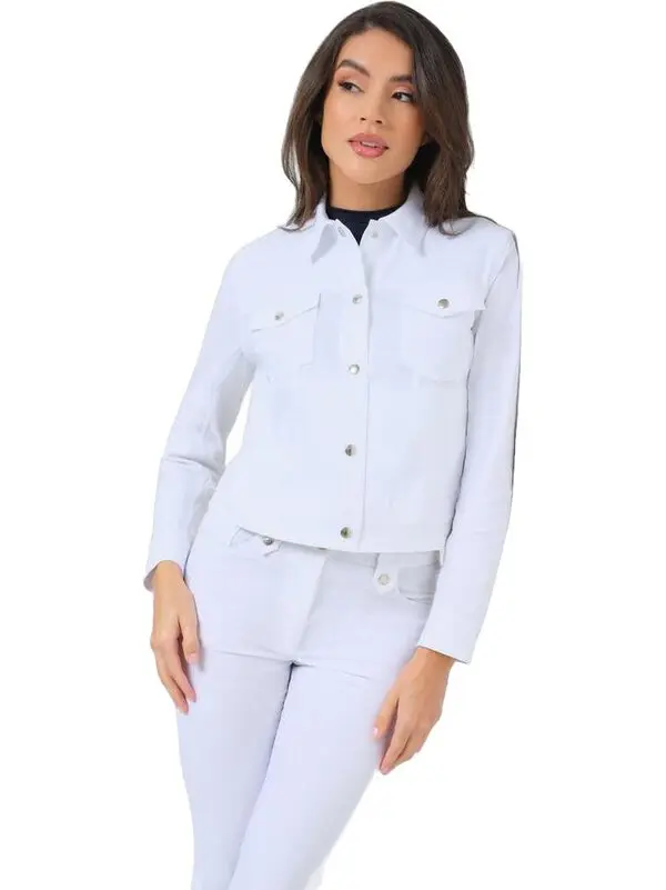 Anatomie Delilah Performance Cotton Trucker Jacket - White