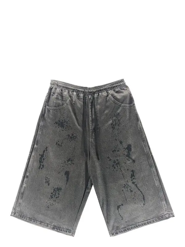 THE CELECT Jumbo Printed Denim Shorts - Black