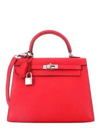 Hermès Kelly Handbag Pink Epsom With Palladium Hardware 25 - Red
