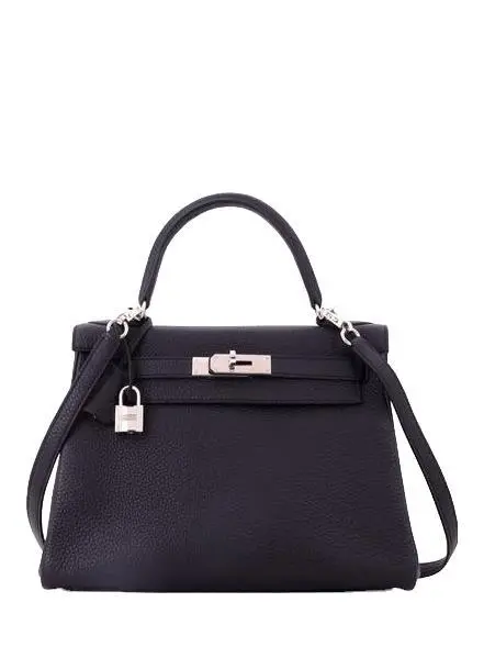Hermès Kelly Handbag Togo With Palladium Hardware 28 - Black