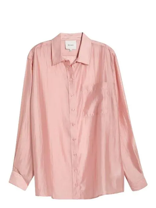 REFORMATION Eli Oversize Button-up Shirt - Sheer Pink
