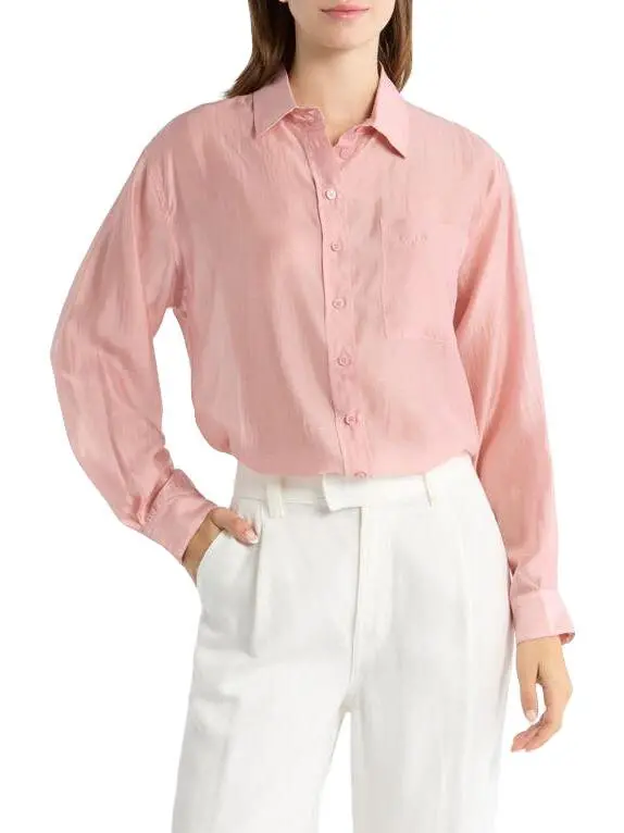 REFORMATION Eli Oversize Button-up Shirt - Sheer Pink