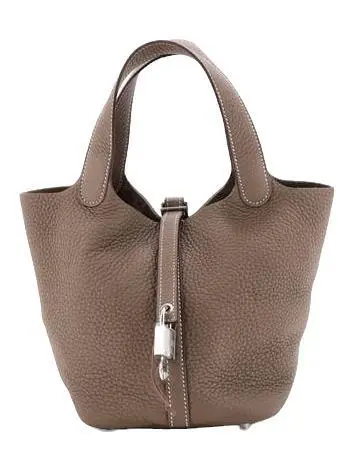Hermès Monochrome Picotin Lock Bag Clemence Pm - Grey