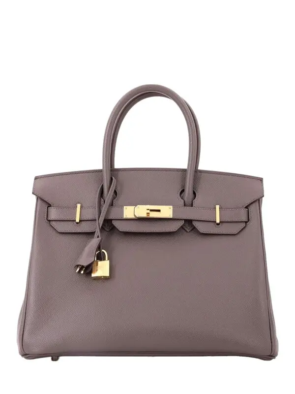 Hermès Birkin Handbag Grey Epsom With Gold Hardware 30 - Etain
