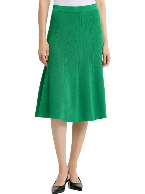 Misook Flared Soft Knit Midi Skirt - Clover Field