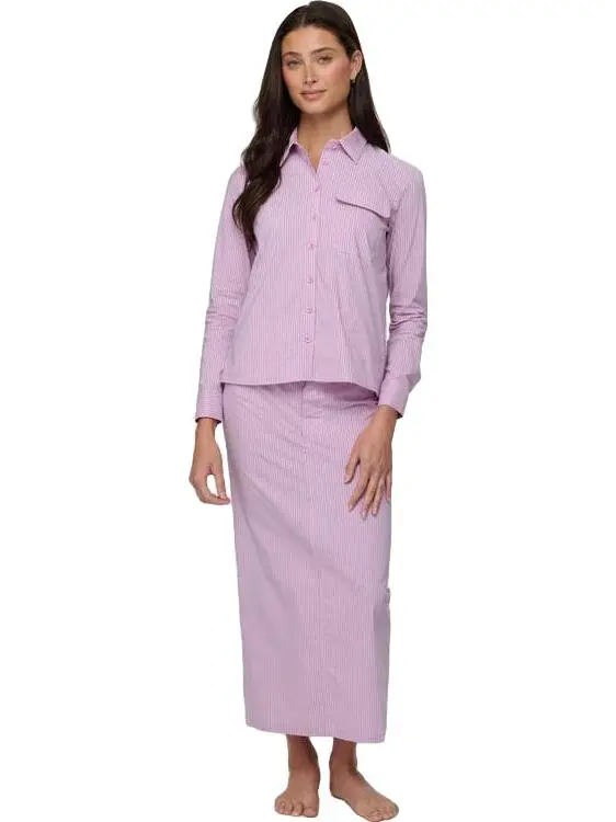 BY TESS COLLECTION Ellie Pinstriped Skirt - Pink