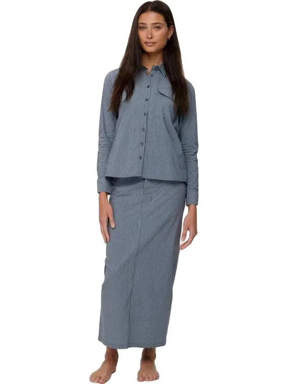 BY TESS COLLECTION Ellie Pinstriped Skirt - Slate