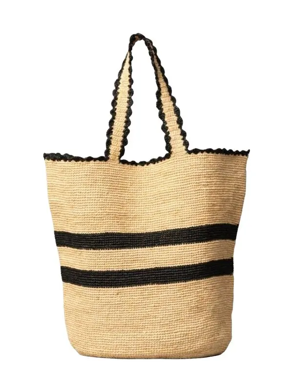 INDEGO AFRICA Odette Oversized Beach Tote - Black & Natural