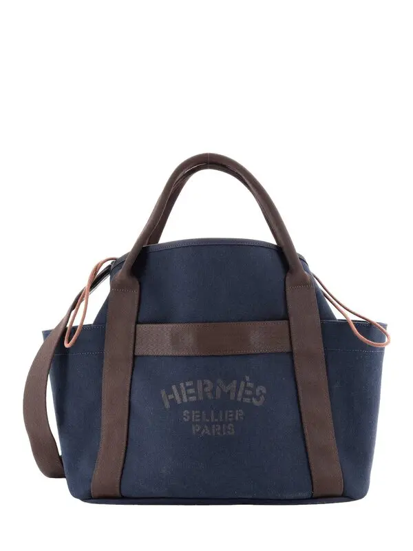 Hermès Sac De Pansage Groom Handbag Canvas - Bleu Nuit