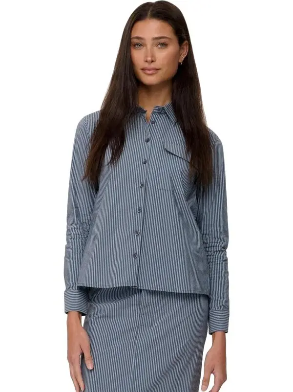 BY TESS COLLECTION Ellie Pinstripe Blouse - Slate