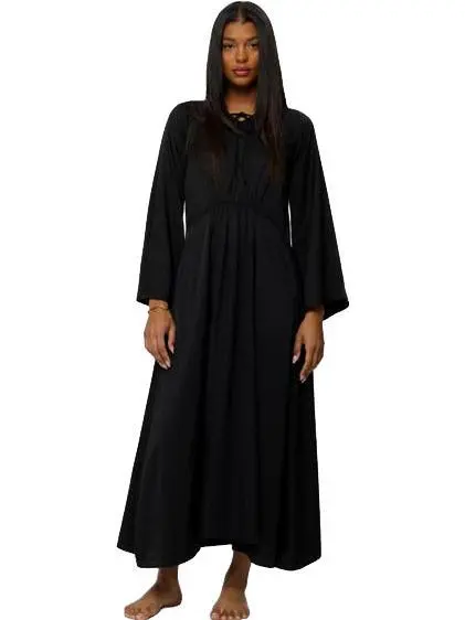 BY TESS COLLECTION Tie Neck Maxi Dress - Black
