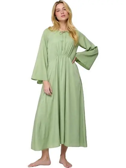 BY TESS COLLECTION Tie Neck Maxi Dress - Sage Green