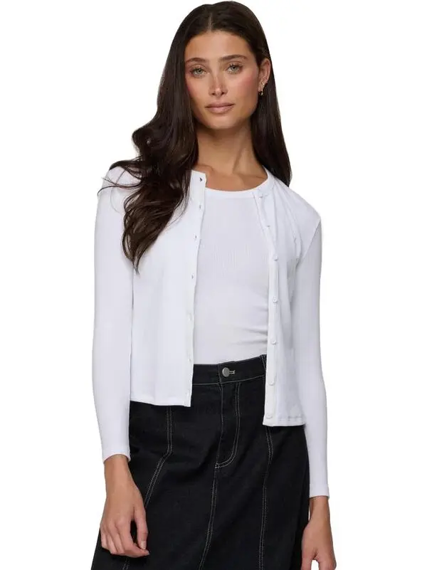 BY TESS COLLECTION Ribbed Tank Twinset - White