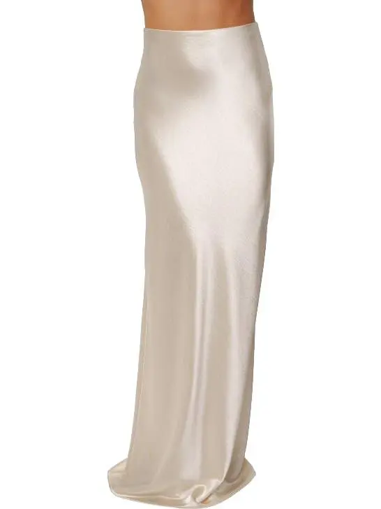 JLUXLABEL Tradition Satin Maxi Skirt - Champagne