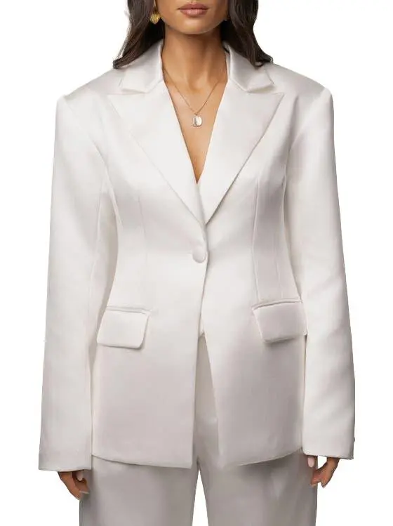 JLUXLABEL Victoria Satin Blazer - White