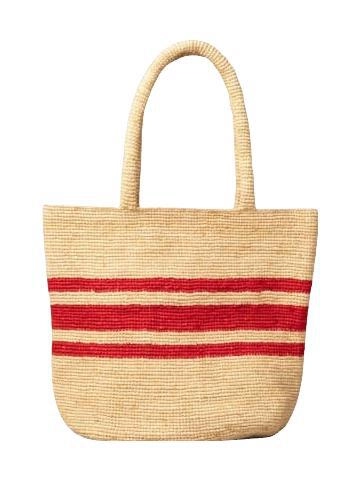 INDEGO AFRICA Sylvanie Beach Tote In Raffia - Red Striped