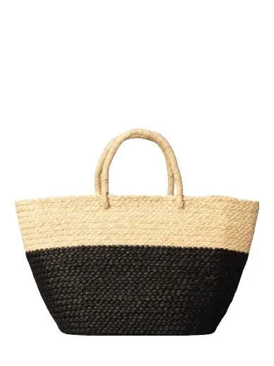 INDEGO AFRICA Ruru Two-toned Signature Tote - Black & Natural