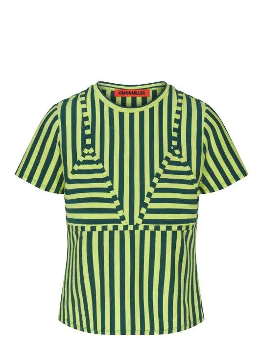 SIMONMILLER Kini Striped Cotton Jersey T-shirt - Lime Stripe